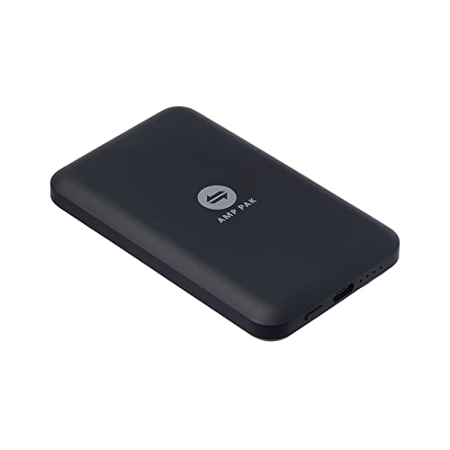 AMP PAK Magnetic Power Bank Wireless Portable Charger for iPhone, 5000mAh 15W Fast Wireless Charger for Cordless Rush Charge, Compatible with MagSafe Magnetic Cases and Qi Enabled Devices (Black)