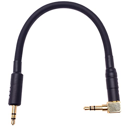 CESS-072 Right Angle to Straight 3.5mm Short Aux Stereo Audio Cable, 6-inch
