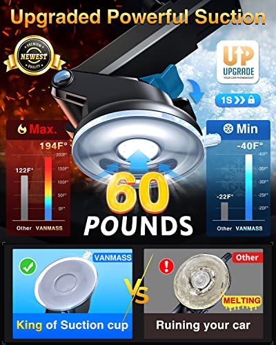 VANMASS 2023 Newest Upgraded Car Phone Holder Mount, 3-in-1 [Super Suction & Stable] Phone Mount for Car Dashboard/Windshield/Vent for Jeep/Truck/Pickup Phone Mount for iPhone 14/13/12/Pro/Max