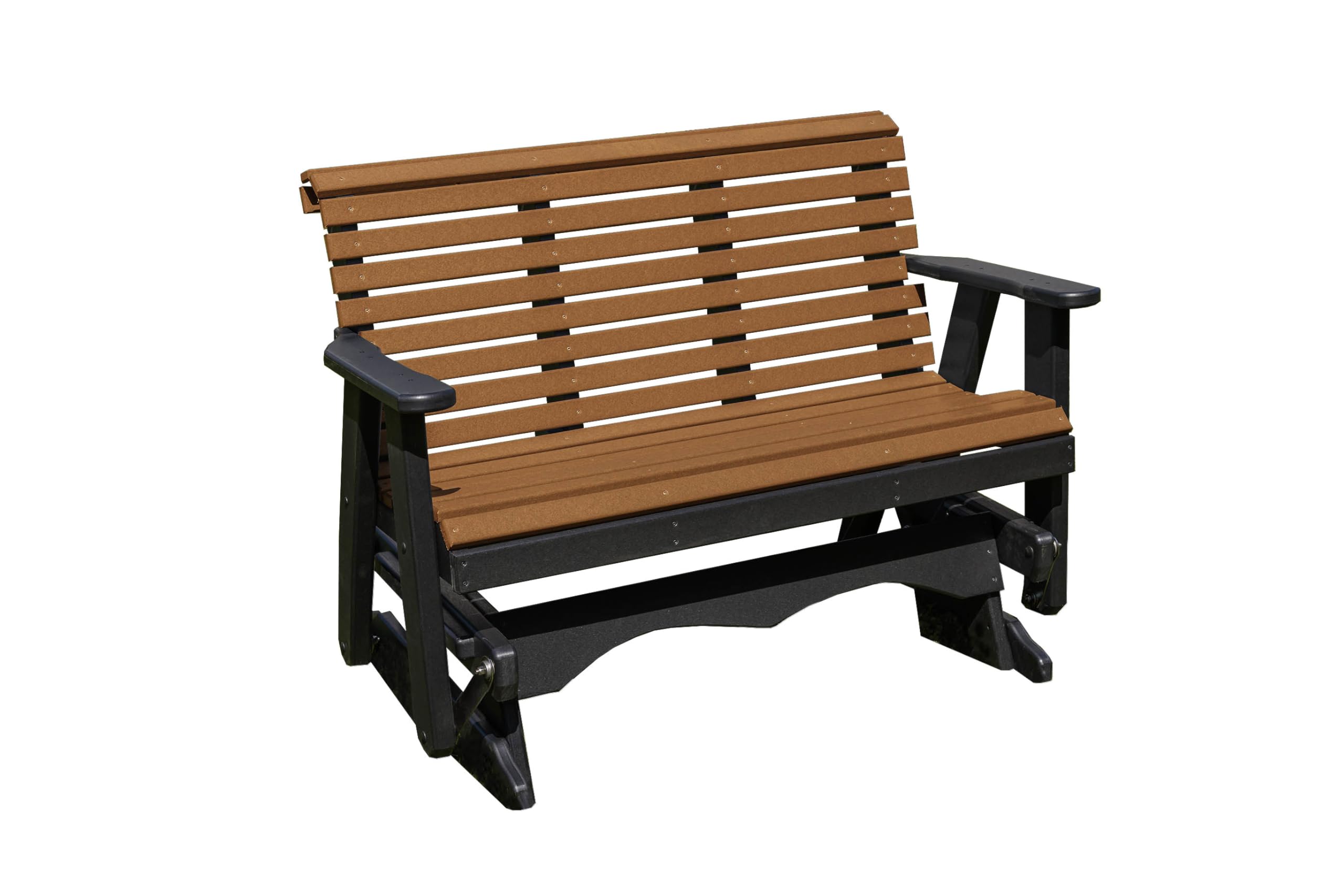 5FT Glider Amish Handmade in USA Poly Lumber wood Lancaster series Signature Roll Back Porch Glider Heavy Duty Everlasting PolyTuf HDPE with No wood fibers and 1000 lbs Limit,Stainless Steel hardware