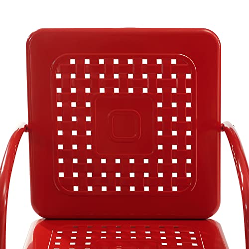 Crosley Furniture Bates 2-Piece Outdoor Chair Set, Retro Metal Patio Chairs for Dining, Porch, Deck, Balcony, Bright Red Gloss