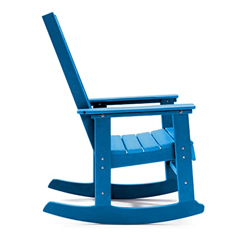 GREENVINES Outdoor Rocking Chairs | Porch Rocker | HDPE Plastic | Pacific Blue | Oversized Rockers | High Back | Big & Tall | Ladder Back | for Patio Outside Backyard Balcony Garden
