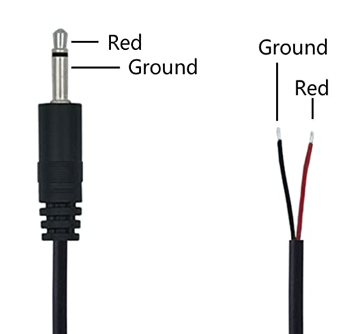 3.5mm Male Plug Jack Connector Replacement Repair, 3.5mm 1/8" TS 2 Pole to Bare Wire Audio Cable