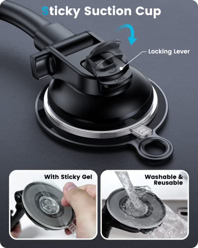 APPS2Car Fit for MagSafe Car Mount for iPhone Holder [17 N52 Magnets] Phone Holder for Car, Suction Cup 8in Long Arm Magnetic Phone Mount for Dashboard Windshield for iPhone 12/13/14 Magsafe Case