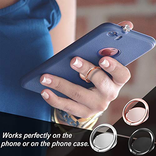 Rngeo Finger Ring Stand & Magnetic Mount Set, Pack of 4 Universal Thin 360 Degree Rotation Phone Rings & Air Vent Cell Phone Holder for Car, Compatible with All iPhone & Android Smartphones