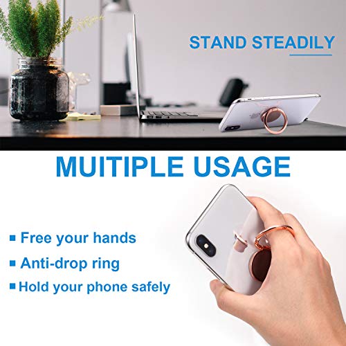 Rngeo Finger Ring Stand & Magnetic Mount Set, Pack of 4 Universal Thin 360 Degree Rotation Phone Rings & Air Vent Cell Phone Holder for Car, Compatible with All iPhone & Android Smartphones