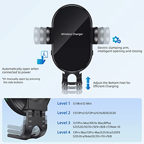 Nalwort Wireless Car Charger Auto Clamping with Air Vent and Dashboard Mount 15W Qi Fast Charge Wireless Car Charger Mount for iPhone 14/14 Pro Max/13, Samsung S21/S20/S10/S9, Note 20