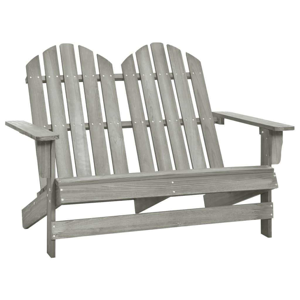 Tidyard 2-Seater Patio Adirondack Chair Solid Wood Fir Gray Outdoor Fire Pit Chair Wooden Garden Armchair for Porch Pool Lawn Deck Backyard Balcony Outdoor