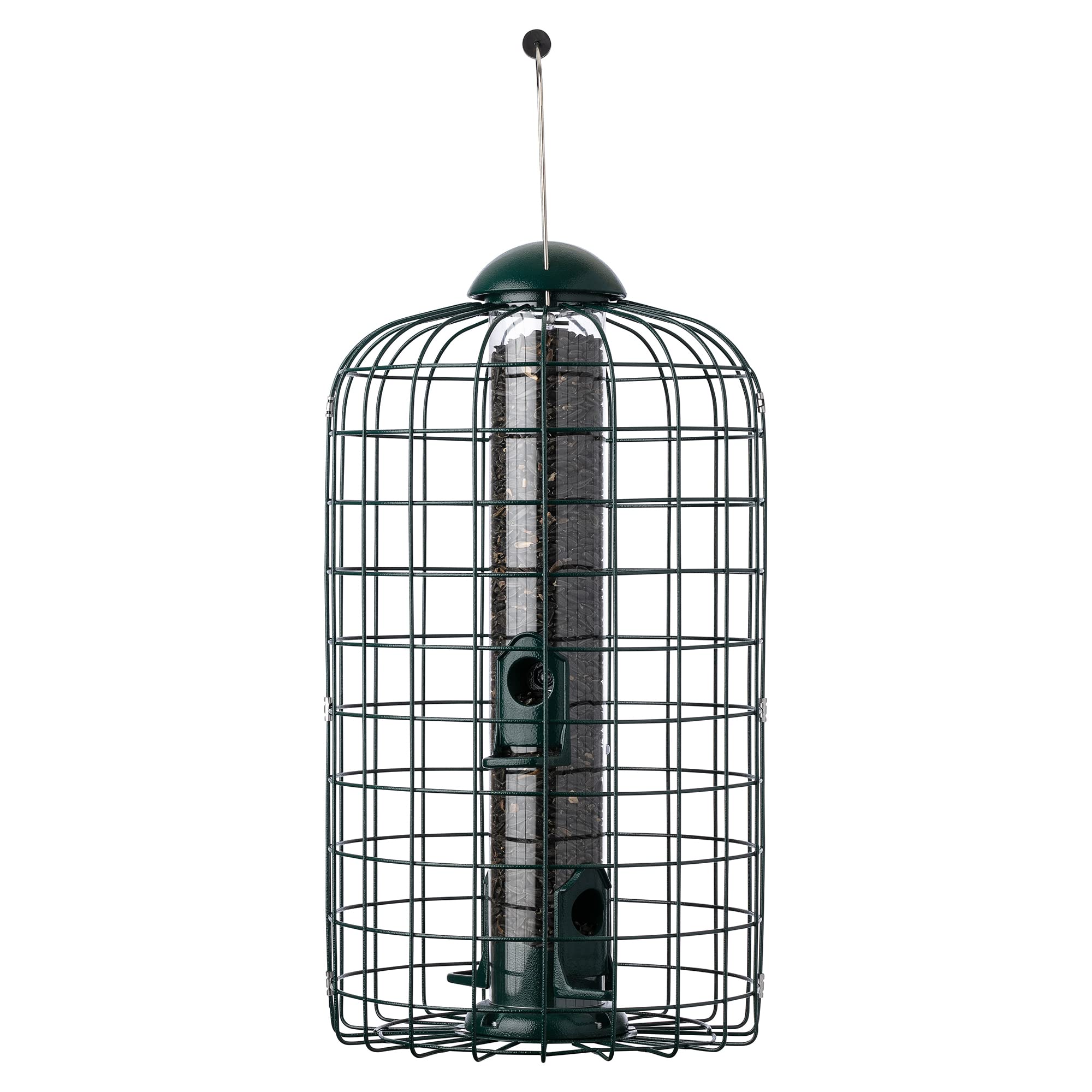 More Birds Squirrel-X Bird Feeder, Cage Tube Feeder Keeps Squirrels Out, 4 Feeding Ports, 1.5 lb Seed Capacity