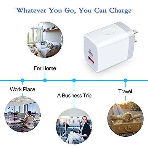 USB A and USB C Wall Charger PD 20W Fast Charger Block Power Adapter USB C Plug for Google Pixel 7 Pro/7/6a/6 Pro/5a/5/4 XL, iPhone 14 13 Pro Max 12 11 Pro X SE, Samsung Galaxy A54 A53 A14 A13 S23 S22
