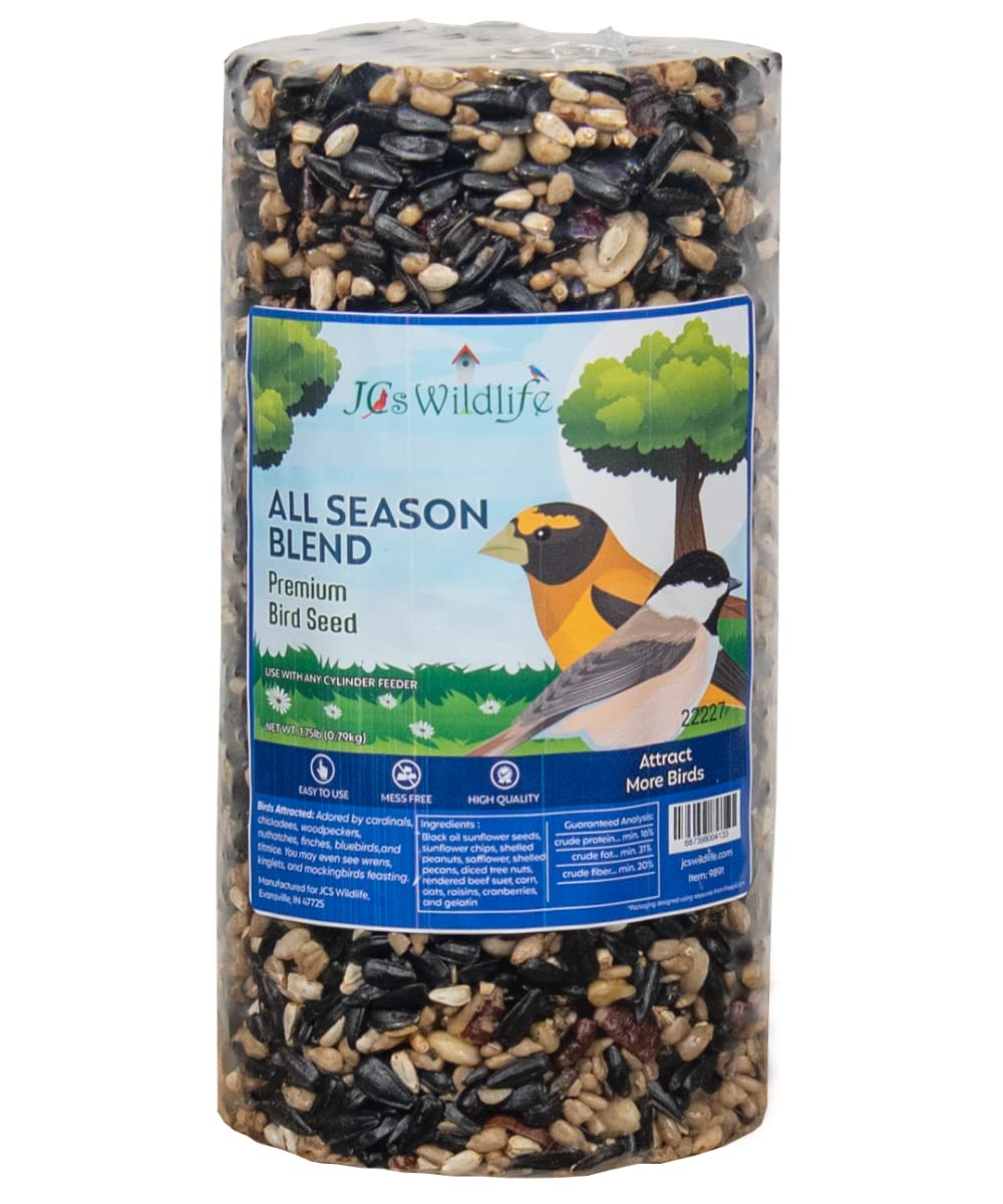 JCs Wildlife All Season Blend Premium Bird Seed Small Cylinder, 1.75 lb (4 Cylinder)