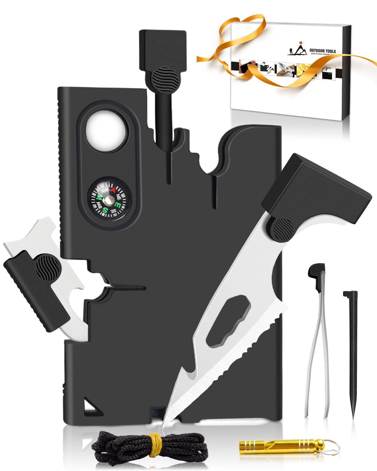 Upgraded Credit Card Tool Multitool - Fathers Gifts for Dad Him 18 in 1 Multi-Tool Gadgets - Christmas Gifts for Men Dad Father Women Stocking Stuffers Wallet Tools With Blade Compass Screwdrivers