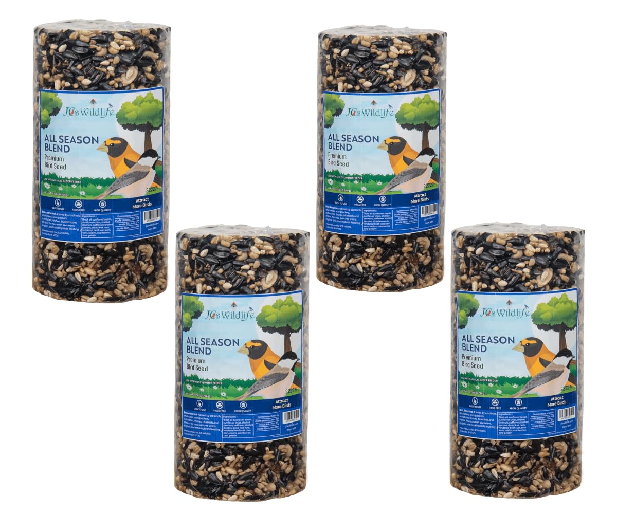 JCs Wildlife All Season Blend Premium Bird Seed Small Cylinder, 1.75 lb (4 Cylinder)