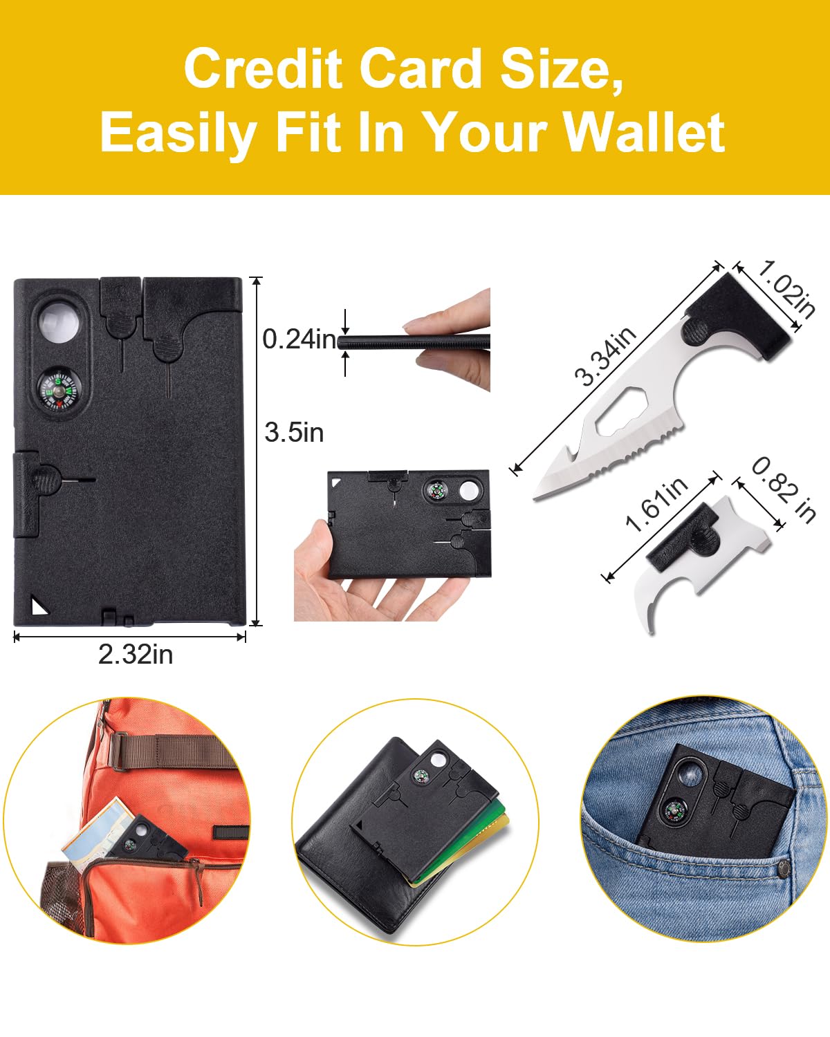 Upgraded Credit Card Tool Multitool - Fathers Gifts for Dad Him 18 in 1 Multi-Tool Gadgets - Christmas Gifts for Men Dad Father Women Stocking Stuffers Wallet Tools With Blade Compass Screwdrivers