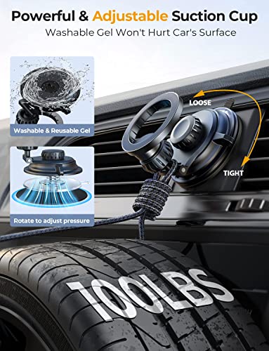 Jsk 2023 Compatible for Magsafe Car Mount, [0 Damage to Vent & 10 × Stable], Magnetic Phone Mount for Car Holder, 360° Rotation & Hands Free, for iPhone 14 13 12 Pro Plus Max Mini & All Phone