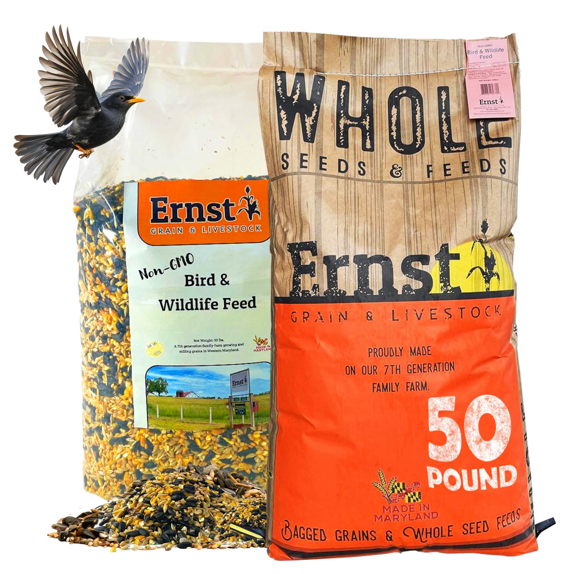 Ernst Grain & Livestock's Bird and Wildlife Feed – Perfect for Birds, Ducks, Squirrels, Turkeys, Rabbits, Geese, and Deer – Non-GMO Wild Animal & Bird Feed for Outside Feeders (50 Pound (Pack of 1))