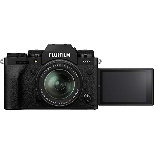 Fujifilm X-T4 Mirrorless Digital Camera with XF 18-55mm f/2.8-4 R LM OIS Lens (Black) Bundle, Includes: SanDisk 64GB Extreme SDXC Memory Card, Fujifilm VG-XT4 Battery Grip and More (8 Items)