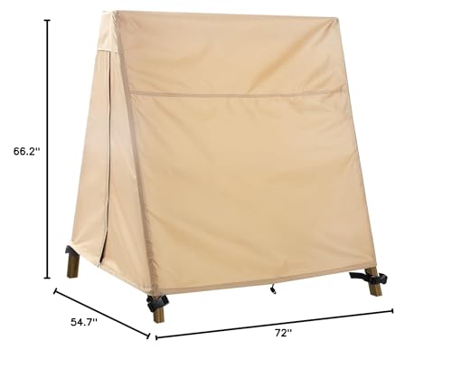 uHousDeco Outdoor Swing Covers for A Frame Patio Swing, 72" L x 55" D x 67" H, A-Frame Swing Cover Waterproof, Porch Patio Swing Canopy Cover, Windproof UV Resistant All Weather Protector - Beige