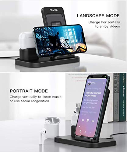 BEACOO Angle Adjustable Wireless Charger, 2 in 1 Wireless Charging Station for iPhone and AirPods, Charging Dock for AirPods Pro/2/1, 7.5W Qi Fast Charger for iPhone 14/13/12/11 Pro Max/Xr/XS Max/X