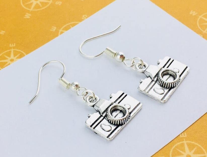 Camera photography earrings - mini camera charms - Ancient silver camera charms - photography jewelry gift - travel camera earrings