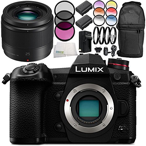 Lumix DC-G9 Mirrorless Digital Camera with G 25mm f/1.7 ASPH. Lens 10PC Accessory Bundle – Includes 2X Replacement Batteries + More - International Version (No Warranty)