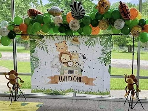 Avezano Wild One Birthday Backdrops Safari Theme First Birthday Party Background Decorations Tropical Jungle Animals 1st Birthday Party Banner Supplies(7x5ft)