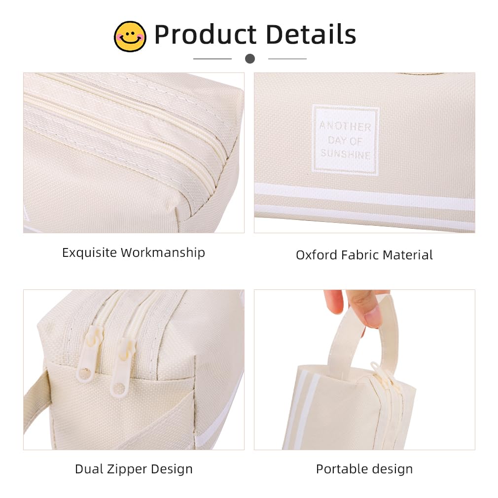 iSuperb Portable Pencil Case Large Capacity Dual Zipper Stationery Organizer Storage Pouch Pen Bag Compartments Cosmetic Bags for Office Women