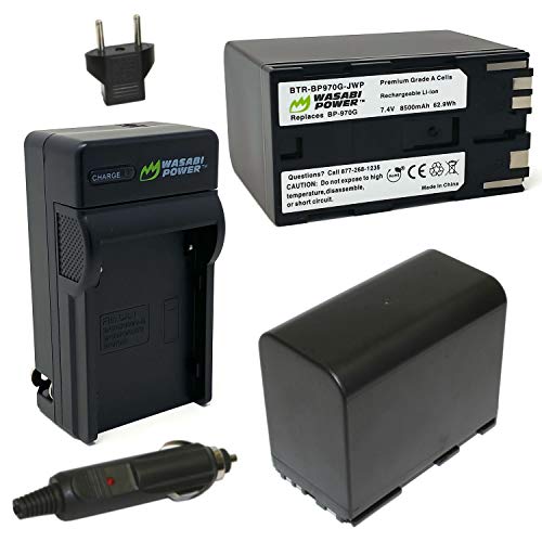 Wasabi Power Battery (2-Pack) Charger for Canon BP-970G, BP-975 & Canon EOS C100 Mark II, EOS C300 PL, EOS C500 PL, GL2, XF200, XF205, XF300, XF305, XH A1S, XH G1S, XL H1A, XL H1S, XL2, RED Komodo 6K