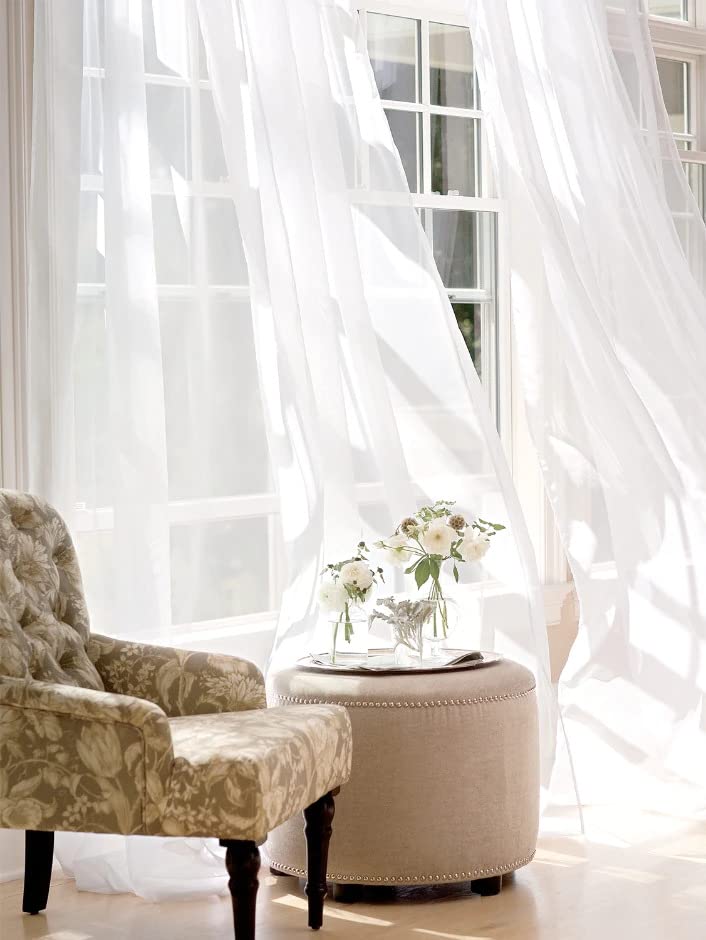 PartyDelight 9.8FT X 10FT White Chiffon Sheer Backdrop Curtain Drapes, Wedding Arch Drapes, for Wedding, Birthday, Party, Banquet and Home Decorations.