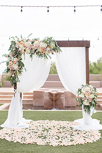 PartyDelight 9.8FT X 10FT White Chiffon Sheer Backdrop Curtain Drapes, Wedding Arch Drapes, for Wedding, Birthday, Party, Banquet and Home Decorations.