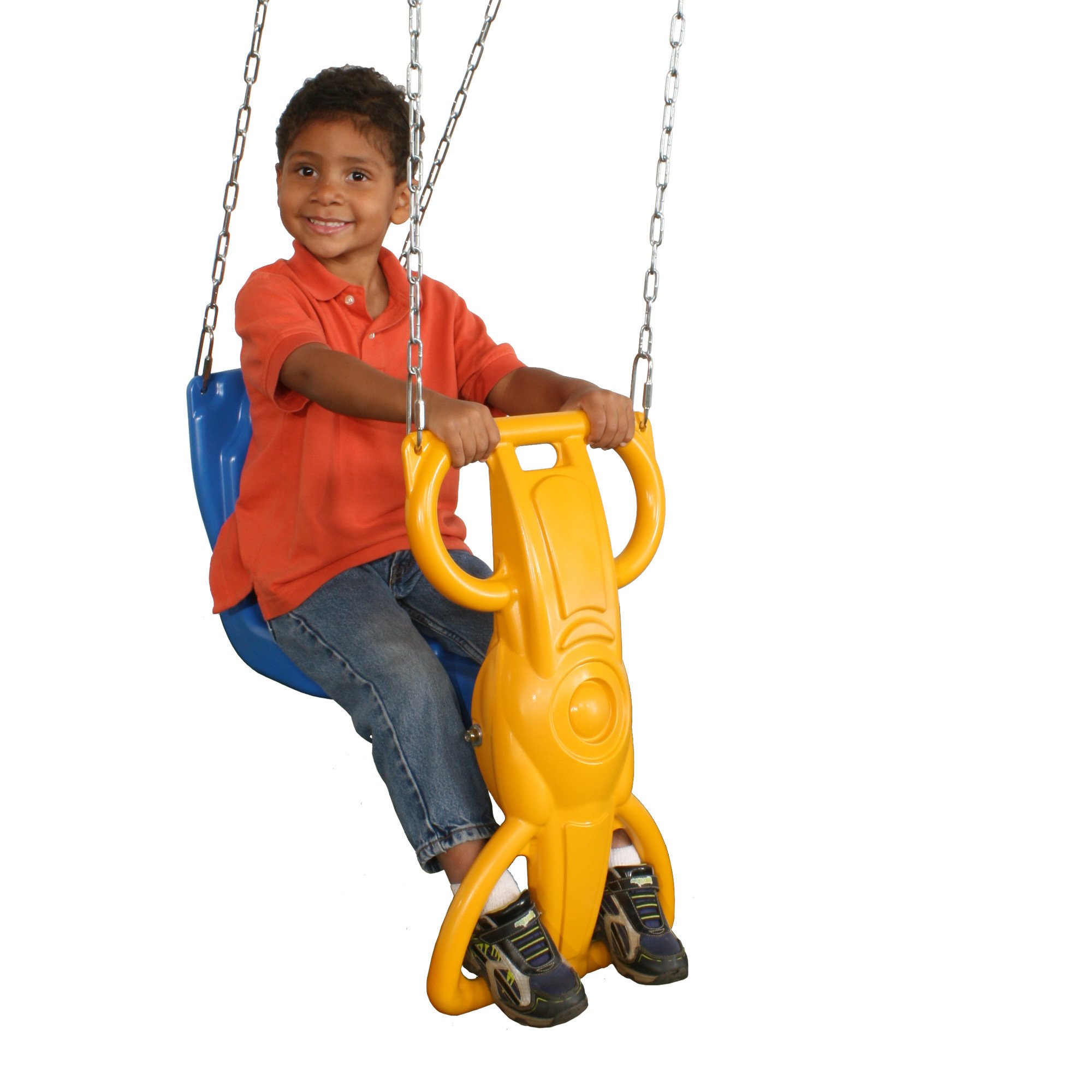 Swing-N-Slide Wind Rider Glider Swing, No Swing Hangers Yellow/Blue, 72" H x 14" W x 25" L