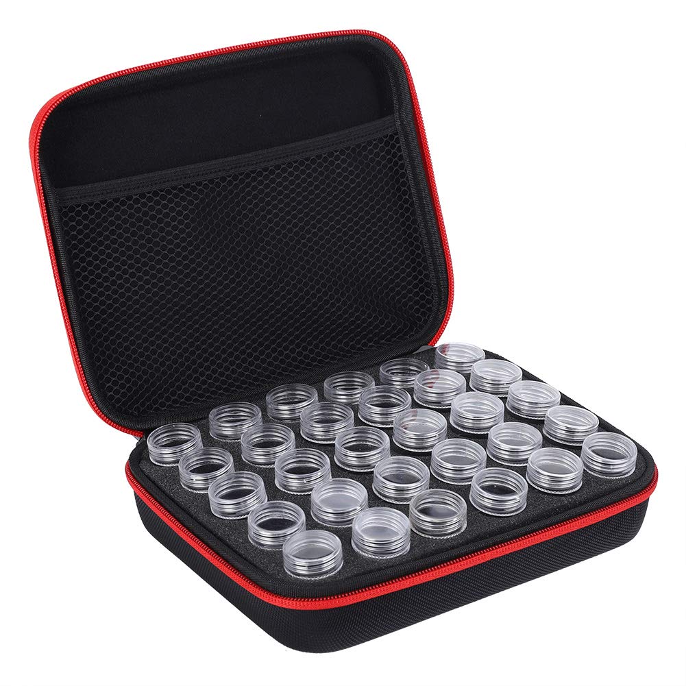 Joyzan Embroidery Diamond Storage Box, 30 Slots Compartments Clearly Double Seal Painting Storage Containers Case Organizer for DIY Art Craft Nail Diamonds Bead (Red)