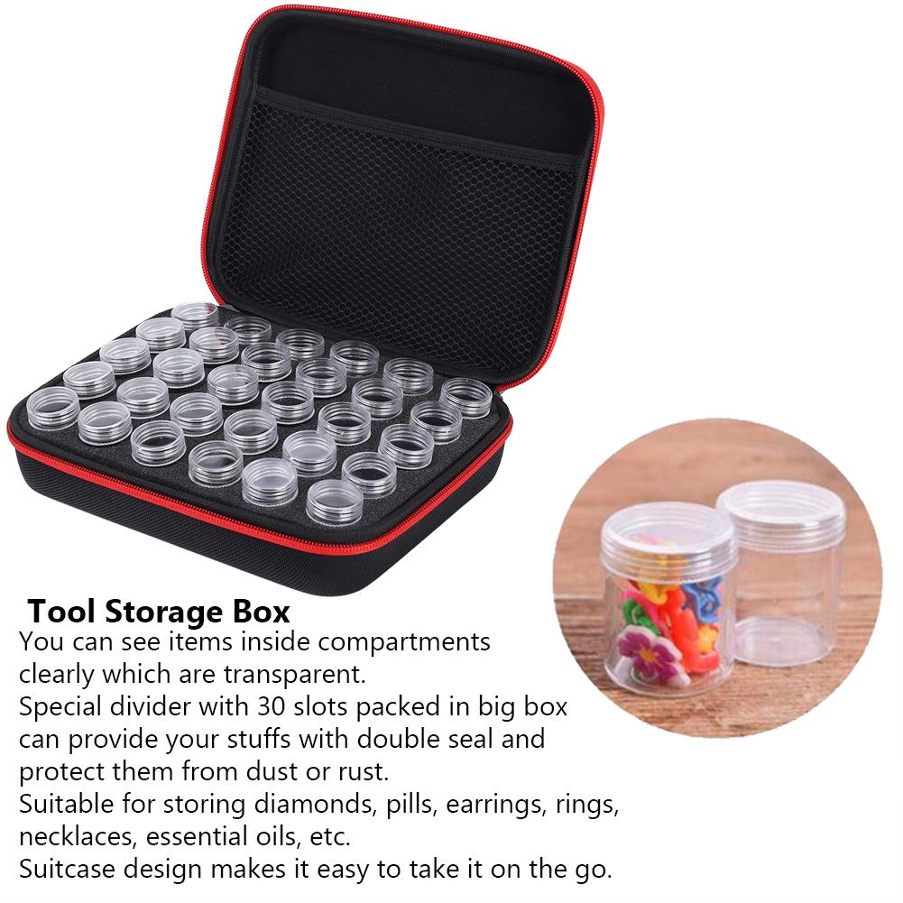 Joyzan Embroidery Diamond Storage Box, 30 Slots Compartments Clearly Double Seal Painting Storage Containers Case Organizer for DIY Art Craft Nail Diamonds Bead (Red)