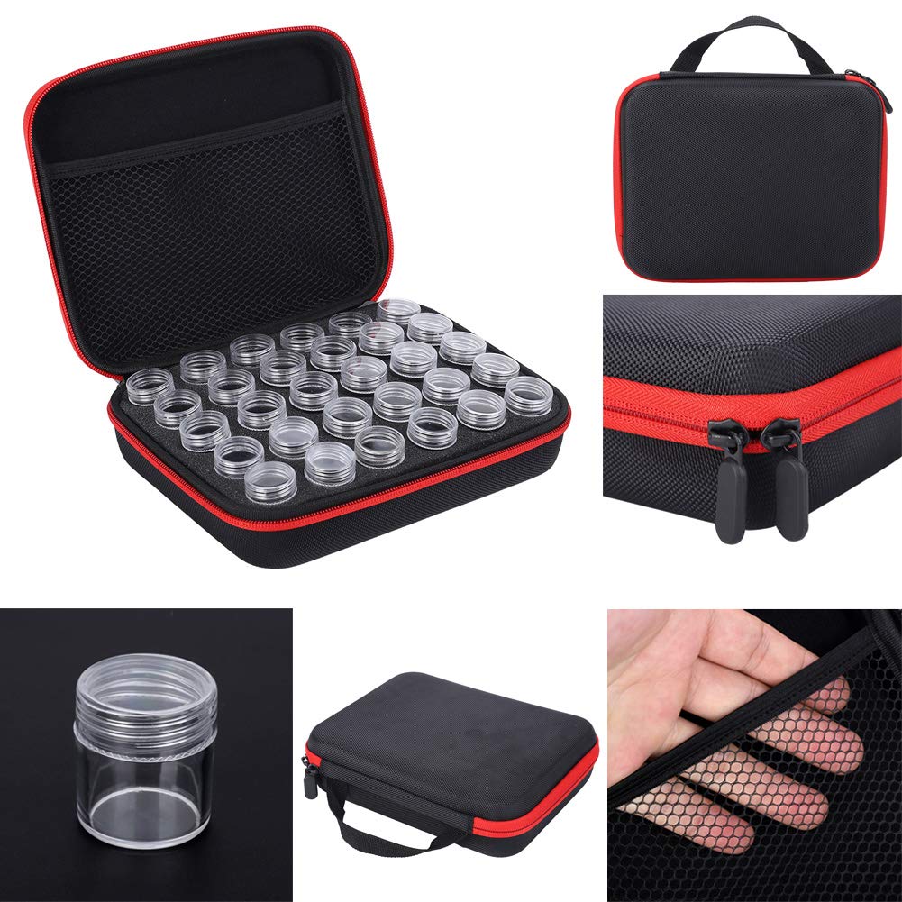 Joyzan Embroidery Diamond Storage Box, 30 Slots Compartments Clearly Double Seal Painting Storage Containers Case Organizer for DIY Art Craft Nail Diamonds Bead (Red)