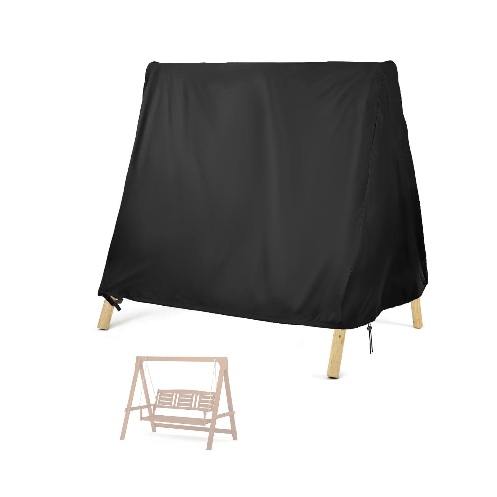 Kasla Outdoor Swing Cover, A Frame Patio Swing Cover, Swing Cover for Outdoor Furniture Porch Cover Glider Hammock Cover Waterproof - 66" Lx48.8 Wx66 H