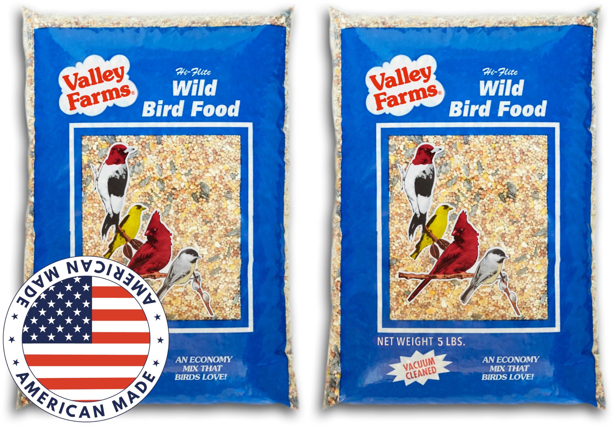 Valley Farms Hi-Flite Wild Bird Food for Outside Feeders- Best Value Economy Wild Bird Seed for All Species of Birds with Black Oil Sunflower, 5 LBS 2-Pack (10 LBS Total)
