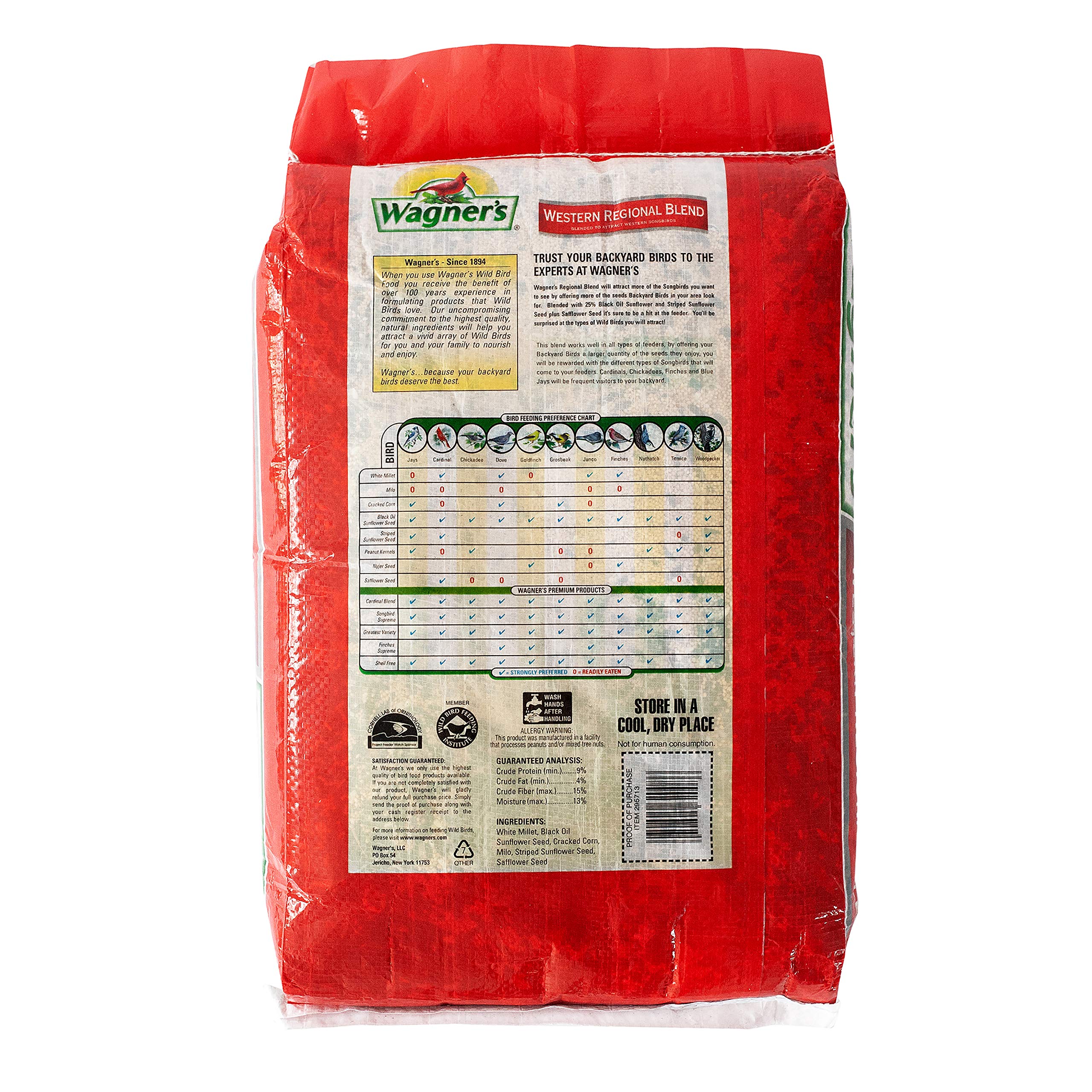 Wagner's Western Regional Bird Food Blend with Black Oil Sunflower Seeds, 20 lbs