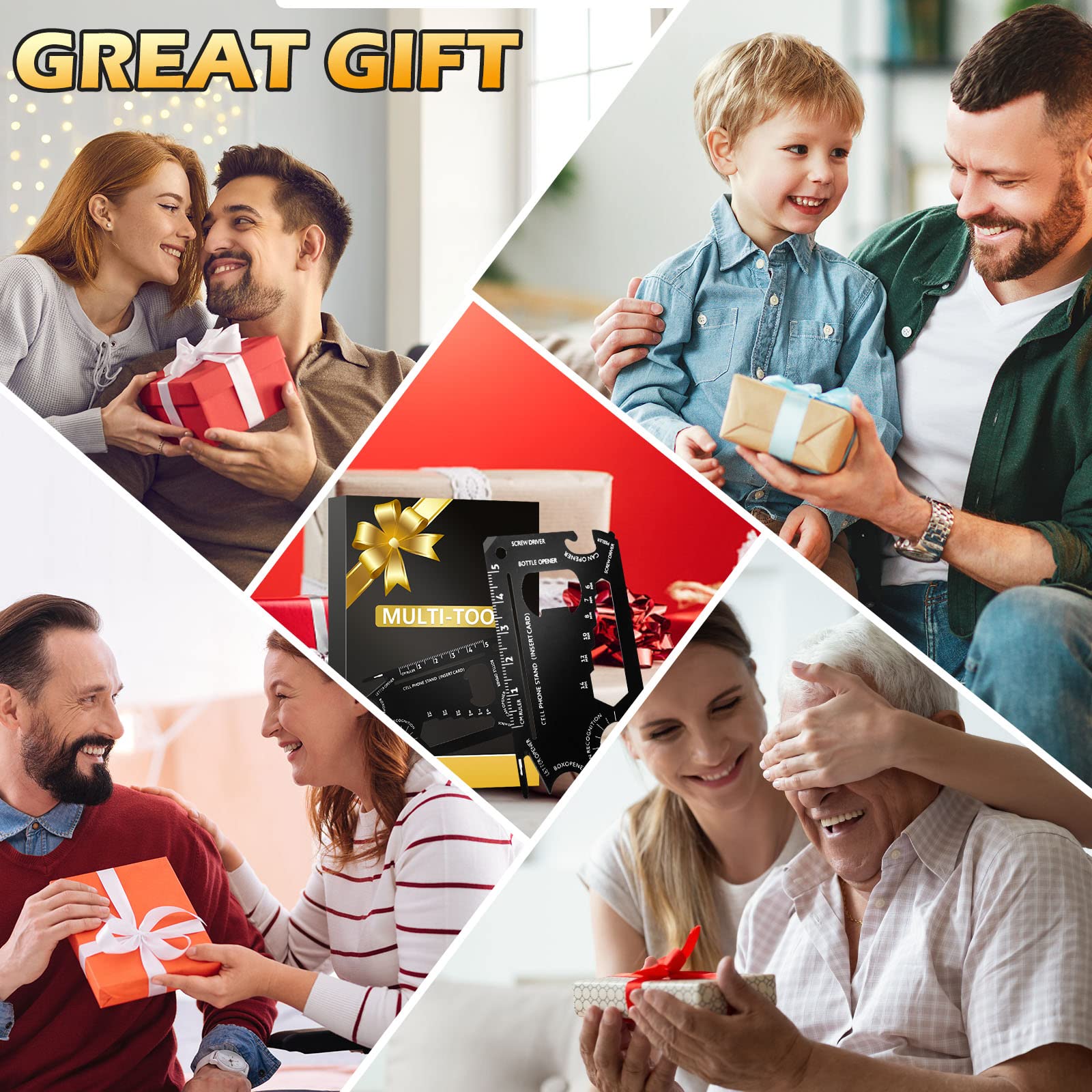 Stocking Stuffers Gifts for Men, 18 in 1 Wallet Multitool Card, Pocket Tool Credit Card Size, Cool Gadgets Christmas Gifts for Men Who Have Everything, Anniversary Birthday Gift for Him Dad Husband