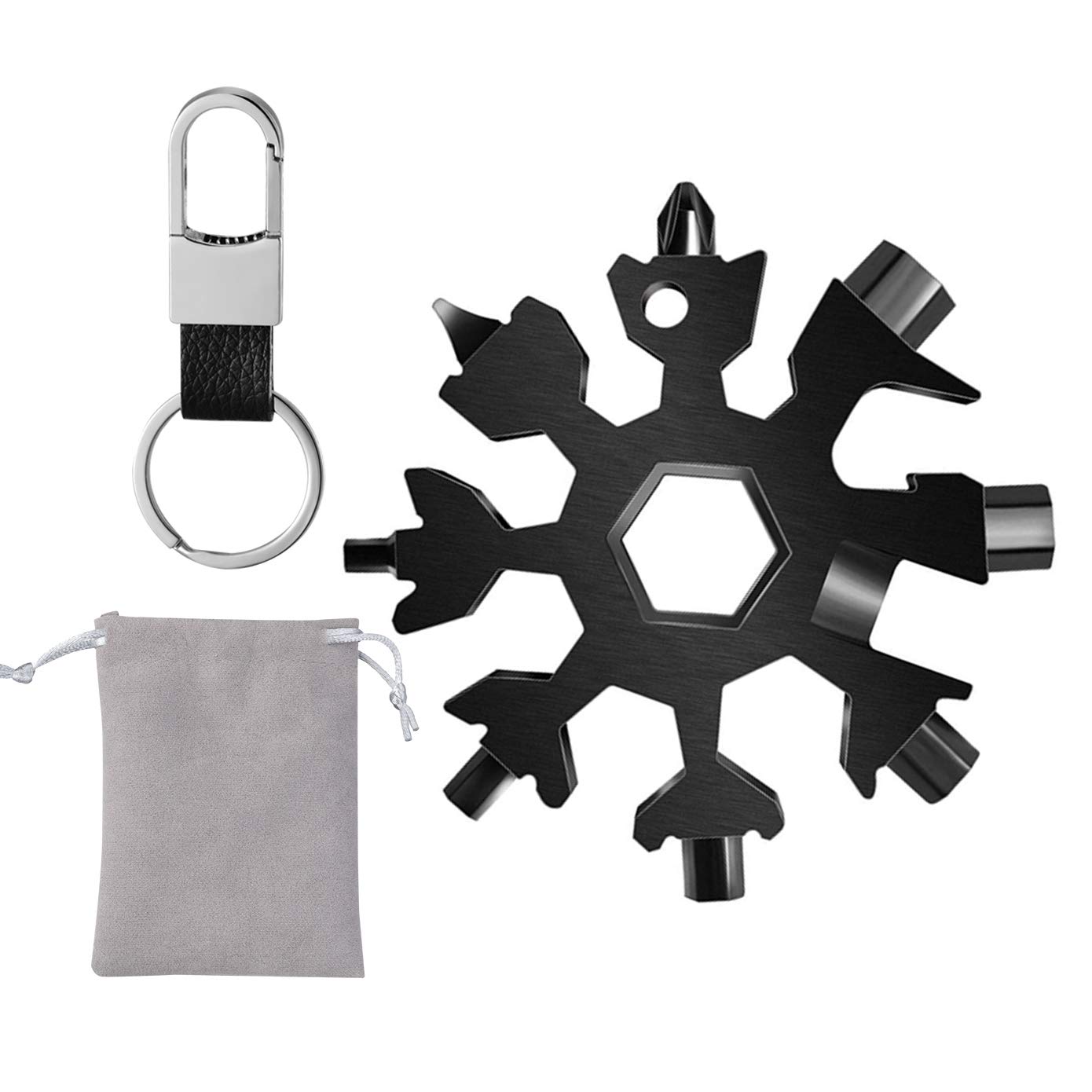 18 in 1 Snowflake Multi Tool, Stocking Stuffers for Men, Christmas Gifts for Dad Husband Boyfriend, Birthday Gift Ideas for Men, Stainless Steel Tool Wrench, Screwdriver Kit with Premium Keychain