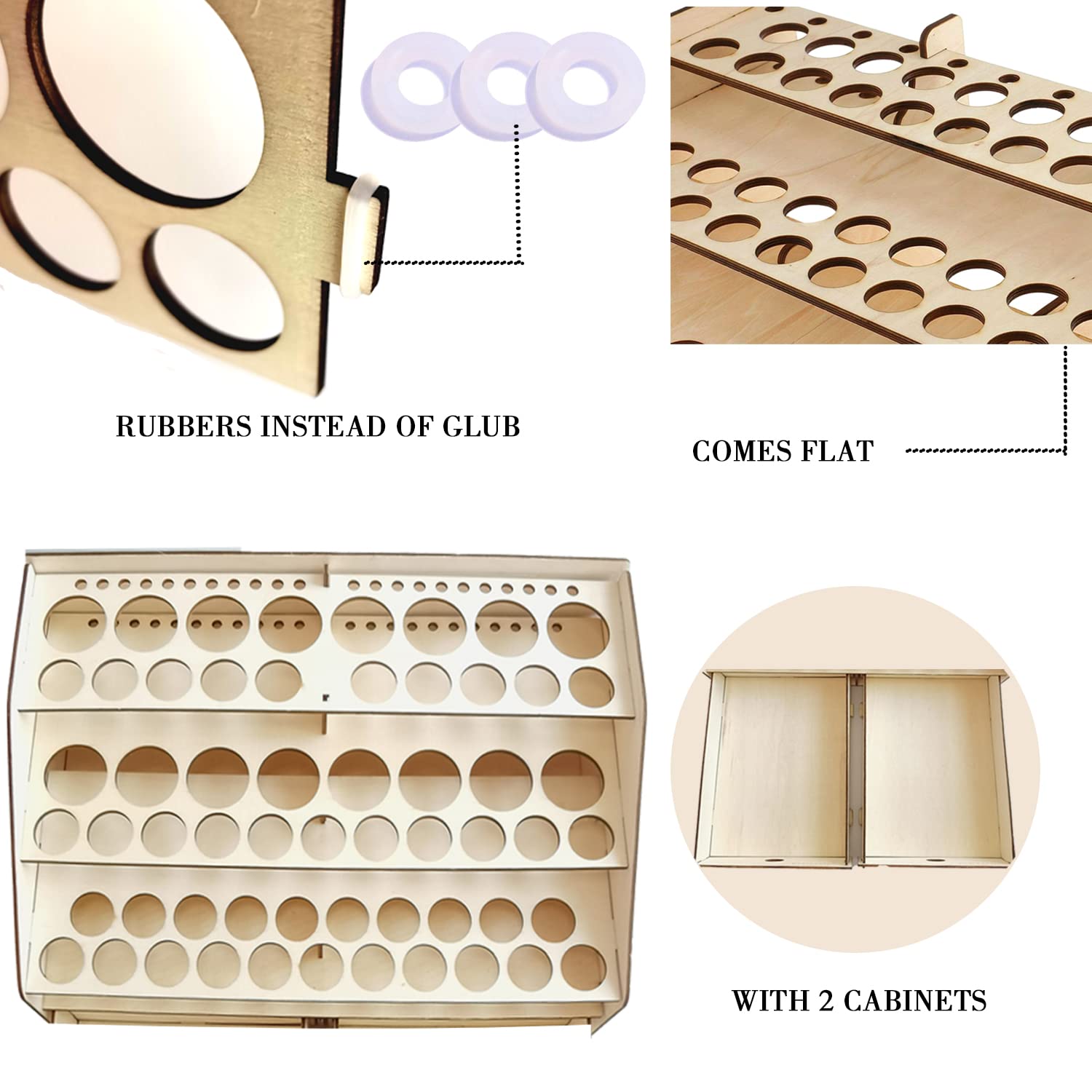 WFLAY Wooden Paint Rack With 80 Holes For Storing Paints Brushes