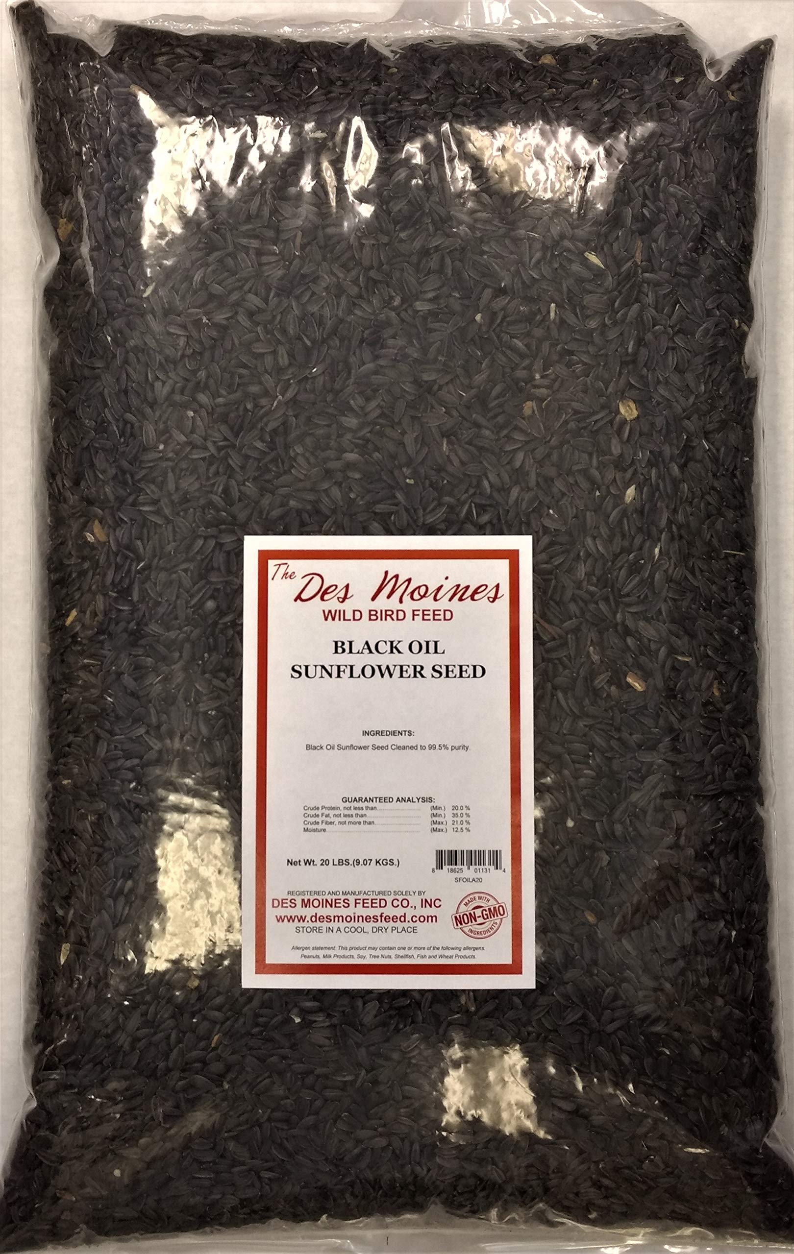 Des Moines Wild Bird Feed Sunflower Seed - Black Oil (20)