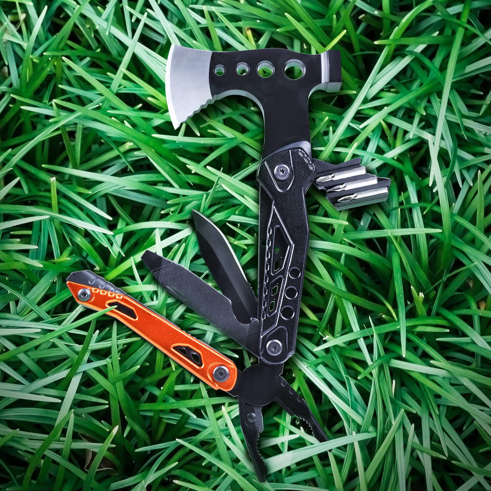 Sahara Sailor Multitool Survival Gear Outdoor Multi Tool Gifts for Men Women, 15 in 1 Hatchet with Knife Axe Hammer Saw Screwdrivers Pliers Bottle Opener Durable Sheath(18-in-1 Snowflake Extra Gift )