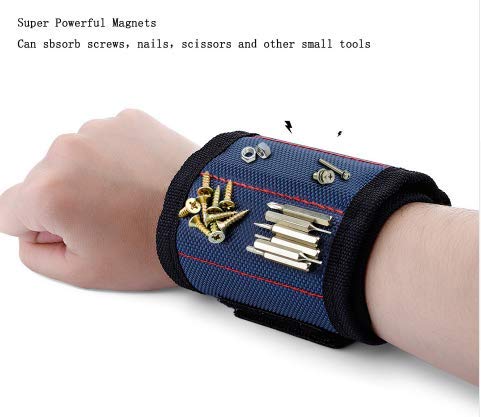 Polyester Magnetic Wristband Portable Tool Bag Electrician Wrist Tool Belt Screws Nails Drill Bits Holder Repair Tools (Blue)