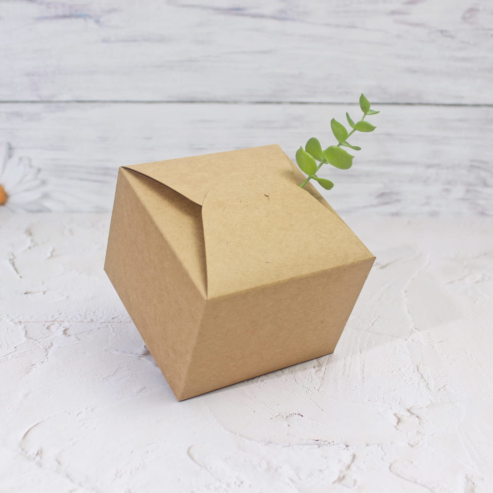 Brown Gift Box for Presents, 10 Pack Small Empty Kraft Gift Boxes with Ribbon For Packaging Candy, Cookie, Chocolate, Craft, Candle, and Other Small Gifts, 4.75β x 4.75β x 3.53β Cute Paper Boxes
