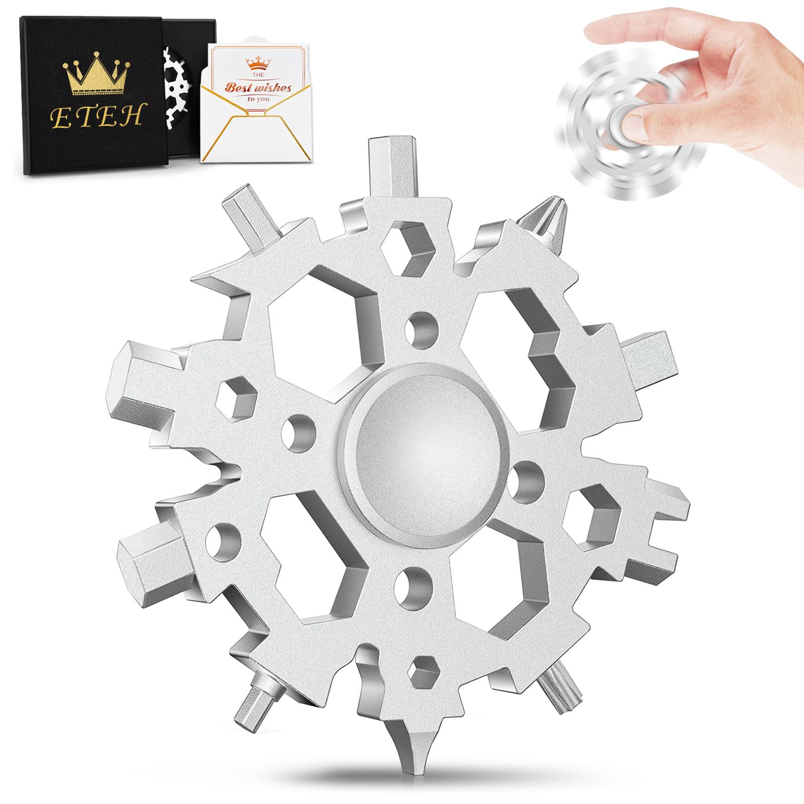 Stocking Stuffers for Men Dad Husband Adults,22 in 1 Snowflake Multitool,Cool Gadgets for Christmas Men Gifts,Multitool for Cycling,Skiing,Outdoor,Office
