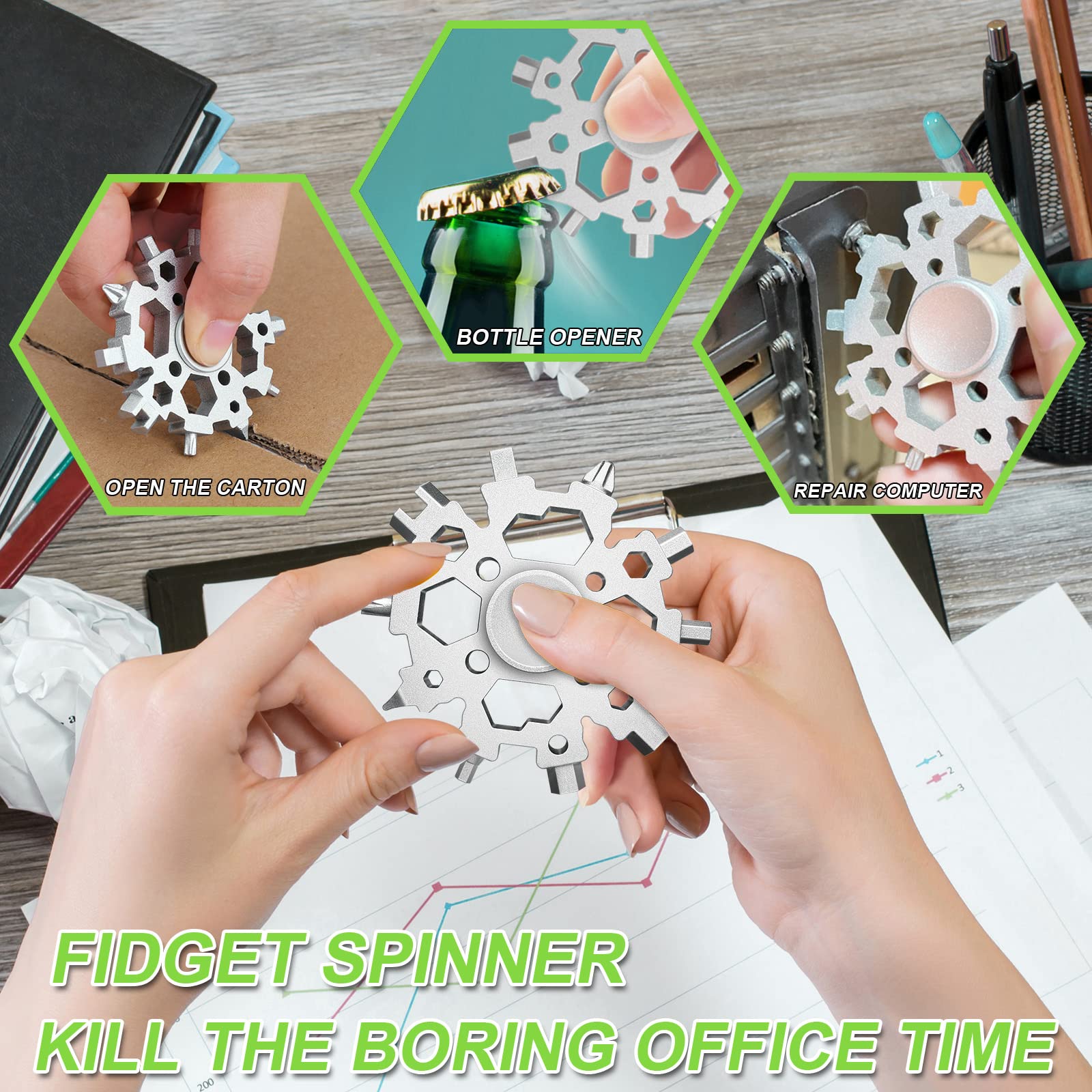 Stocking Stuffers for Men Dad Husband Adults,22 in 1 Snowflake Multitool,Cool Gadgets for Christmas Men Gifts,Multitool for Cycling,Skiing,Outdoor,Office