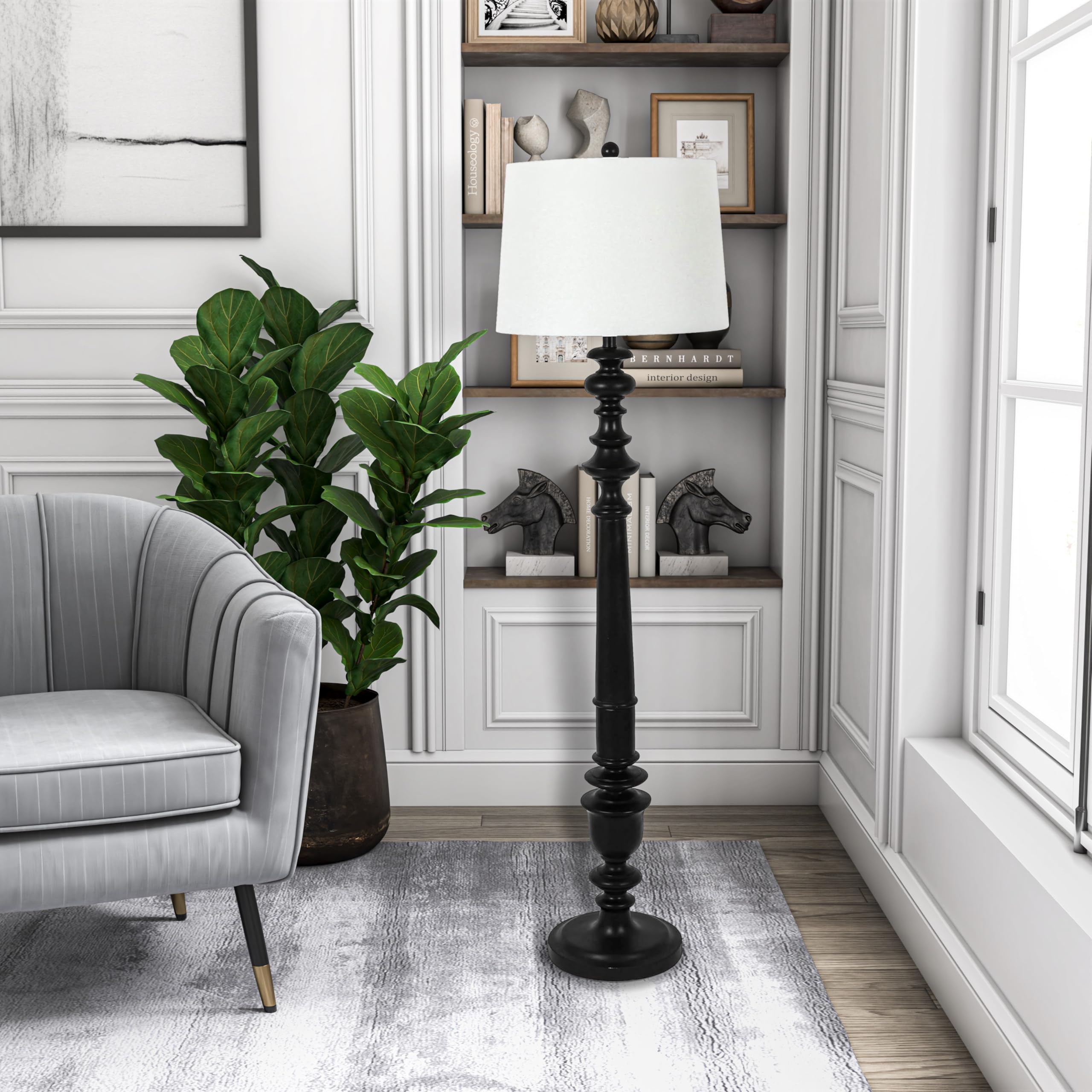 Decor Therapy Benjamin Traditional Floor Lamp, Satin Black