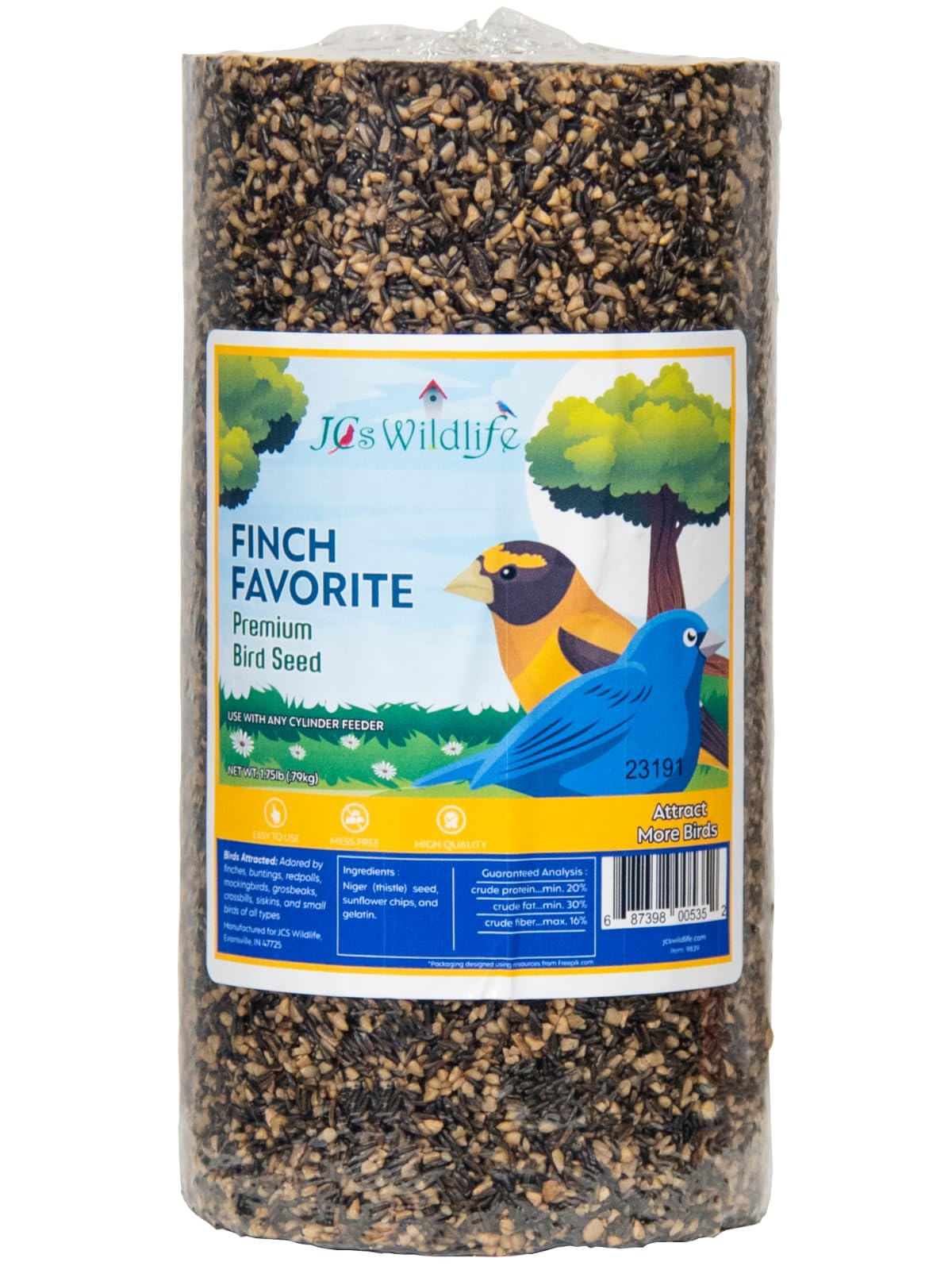 JCs Wildlife Finch Favorite Premium Bird Seed Small Cylinder (1 Cylinder)