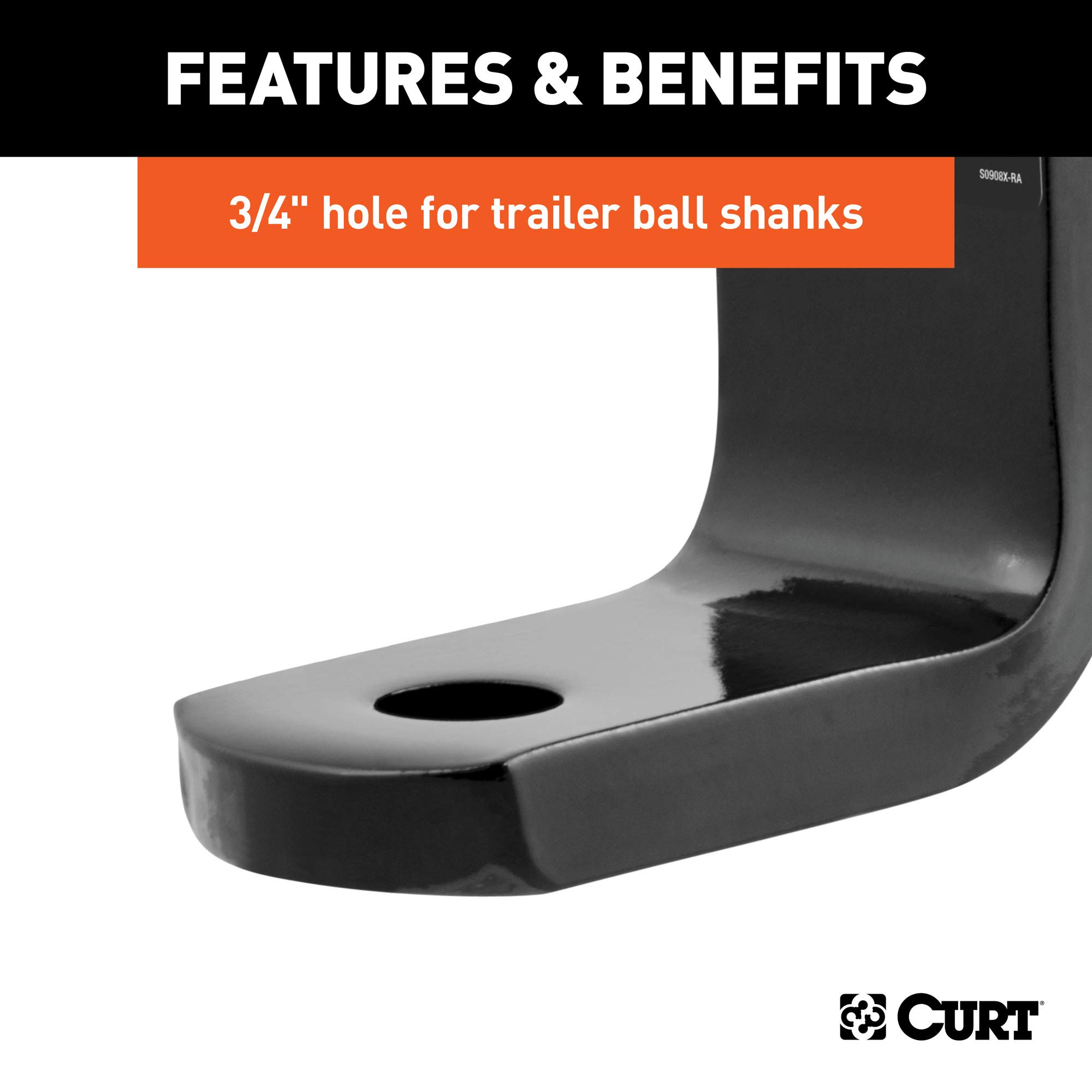 CURT 45027 Class 1 Trailer Hitch Ball Mount, Fits 1-1/4-Inch Receiver, 2,000 lbs, 3/4-Inch Hole, 3-1/4-Inch Drop, 2-5/8-Inch Rise