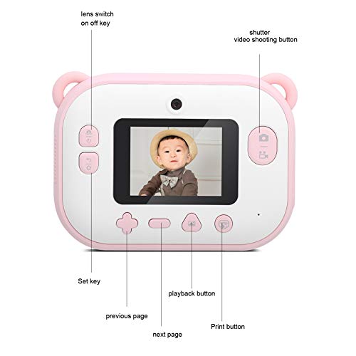 Children Mini Camera, Makes Eyes Less Fatigued 2.4‑Inch IPS Color Screen Kids Digital Camera, Travel Girls for Children Home(Pink)